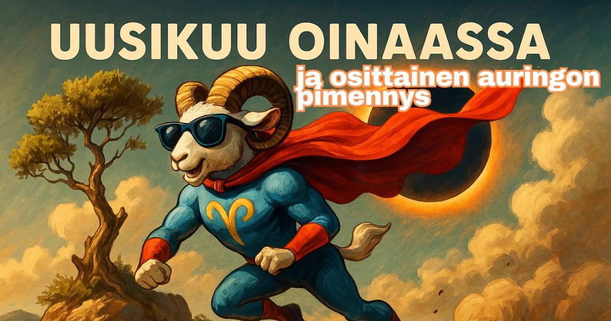Uusikuu oinaassa ja osittainen auringon pimennys